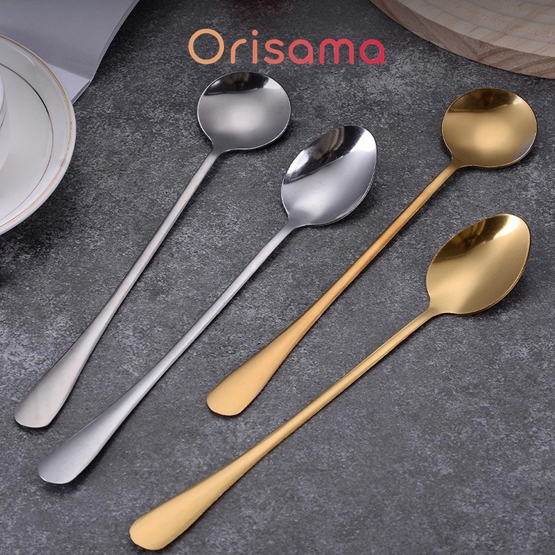 Jual SENDOK STAINLESS PANJANG OVAL & BULAT / SENDOK ES KOPI PANJANG ...