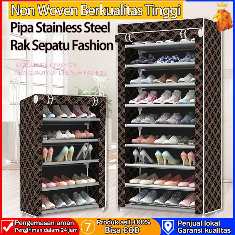 Jual Rak Sepatu Portable 10 Susun 9 Rangka Multifungsi Debu dengan ...