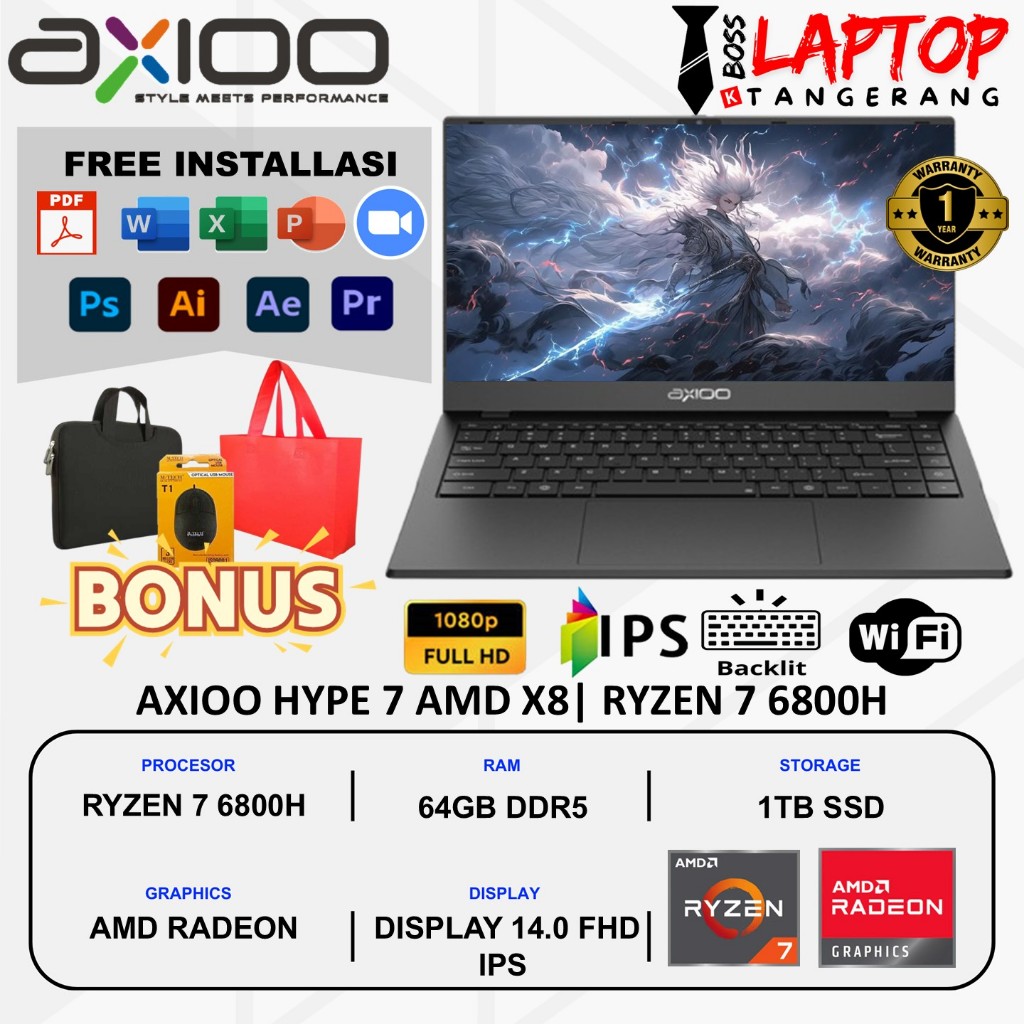 Jual Laptop Gaming Axioo Hype 7 AMD X8 RYZEN 7 6800H Ram 64GB DDR5 1TB ...