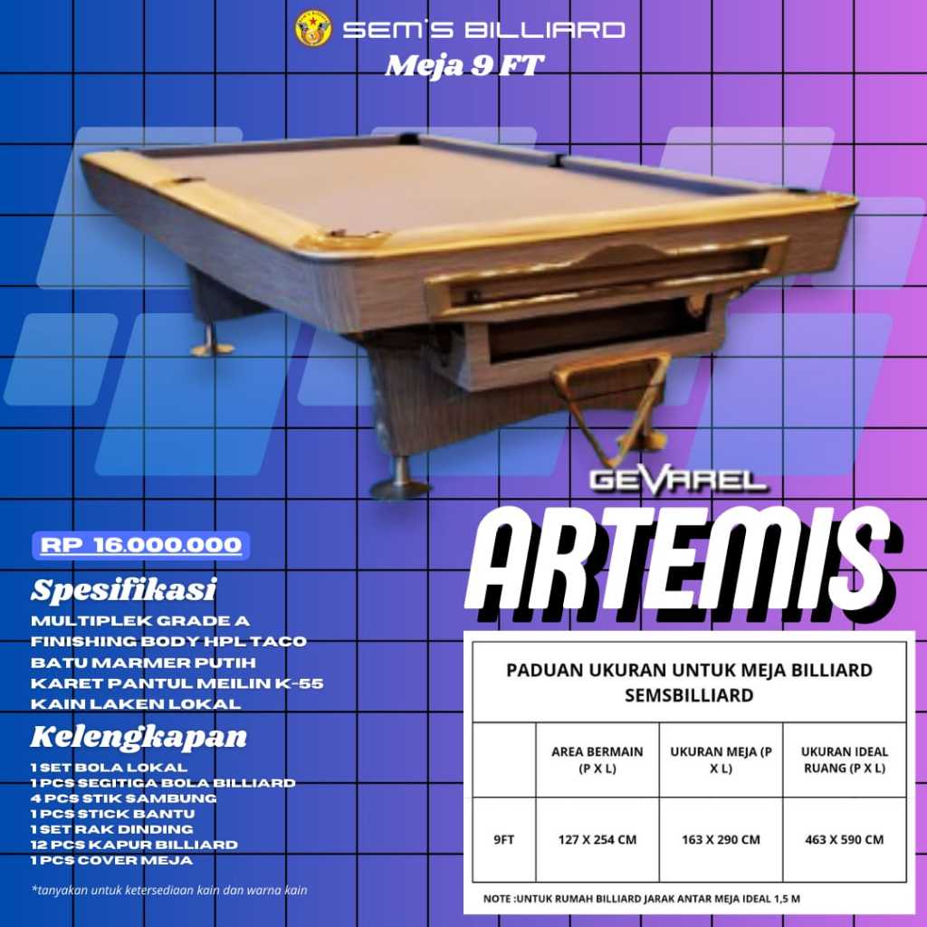 Jual Meja Billiard Gevarel Artemis 9 ft - Meja Billiard - Pool Table ...