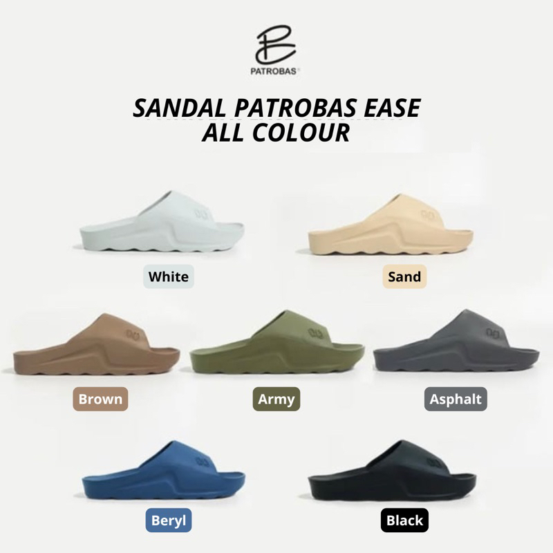 Jual Sandal Slide Patrobas Ease Black / Ivory / Army / Beryl / Brown ...