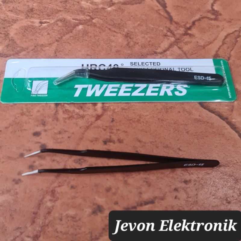 Jual Pinset Tweezers Bengkok Lancip ESD-15 12,2 cm HRC40 Twezer Eyelash ...