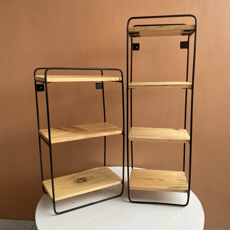 Jual Rak 4 Susun Besi Hitam kayu mini meja belajar dinding multifungsi ...