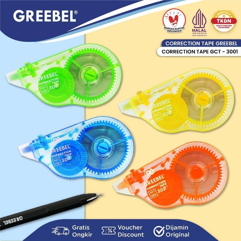 Jual GREEBEL CORRECTION TAPE GCT-3001 (30 Meter x 5mm) Tipe X Pita ...