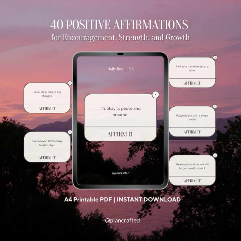 Jual 40 Positive Affirmations | Printable Digital | Encouragement ...