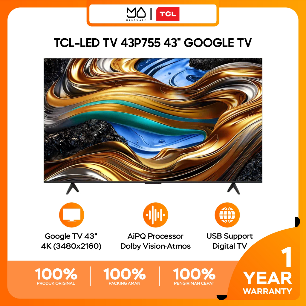 Jual TV TCL 43P755 TCL P755 4K UHD Google TV Dolby Vision·Atmos 43 Inch ...