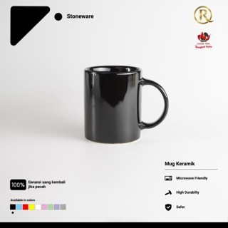 Jual Gelas Mug Keramik Porselen Awet Tebal Kuat Hitam Gagang Kapasitas ...