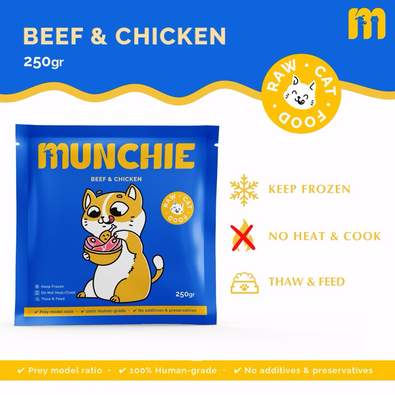 Jual MUNCHIE Raw Cat Food Makanan Kucing - Beef & Chicken 250gr ...