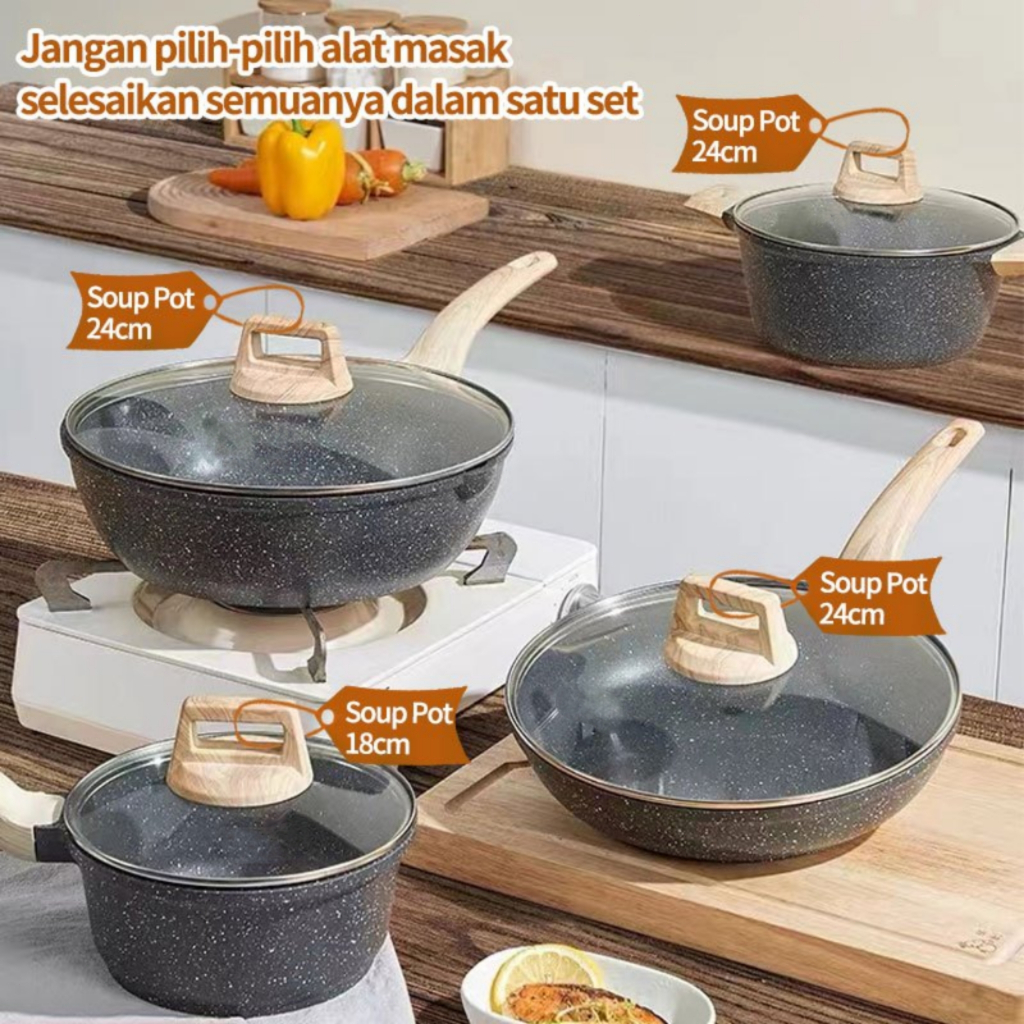 Jual Antilengket Peralatan 7PCS Wajan Masak Peralatan Dapur Untuk Semua ...