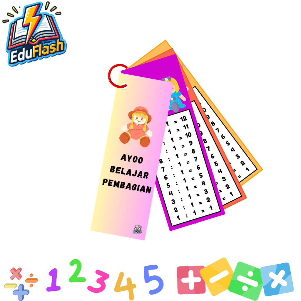 Jual Flashcard Tabel Pembagian Matematika 1-10 Free Ring / Kartu ...