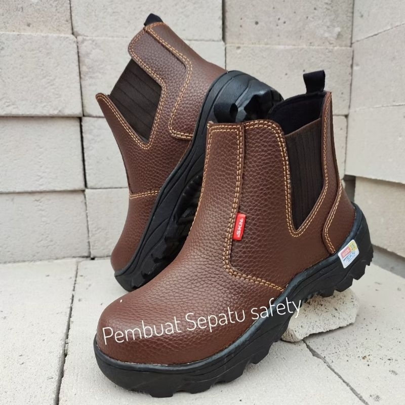 Jual sepatu safeti elastis slip on boot king skn kulit buatan pabrik ...