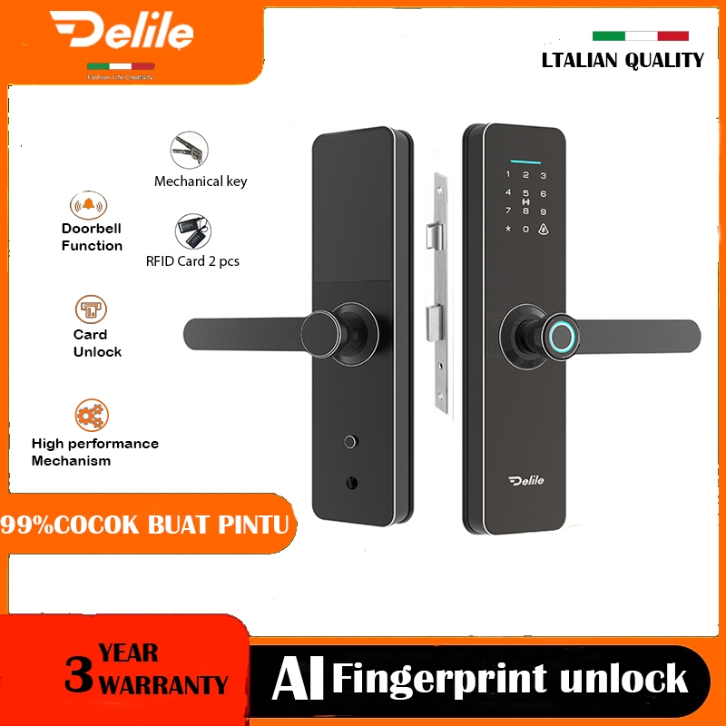 Jual Smart Door Lock Password FingerPrint Card RFID Alarm /Kunci Pintu Digital / Smartlock ...