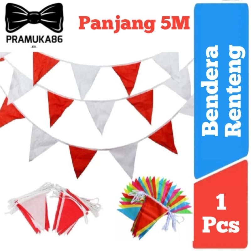Jual Bendera Segitiga Renteng Merah Putih / Bendera Hias Segitiga Warna Warni / Bunting Flag ...