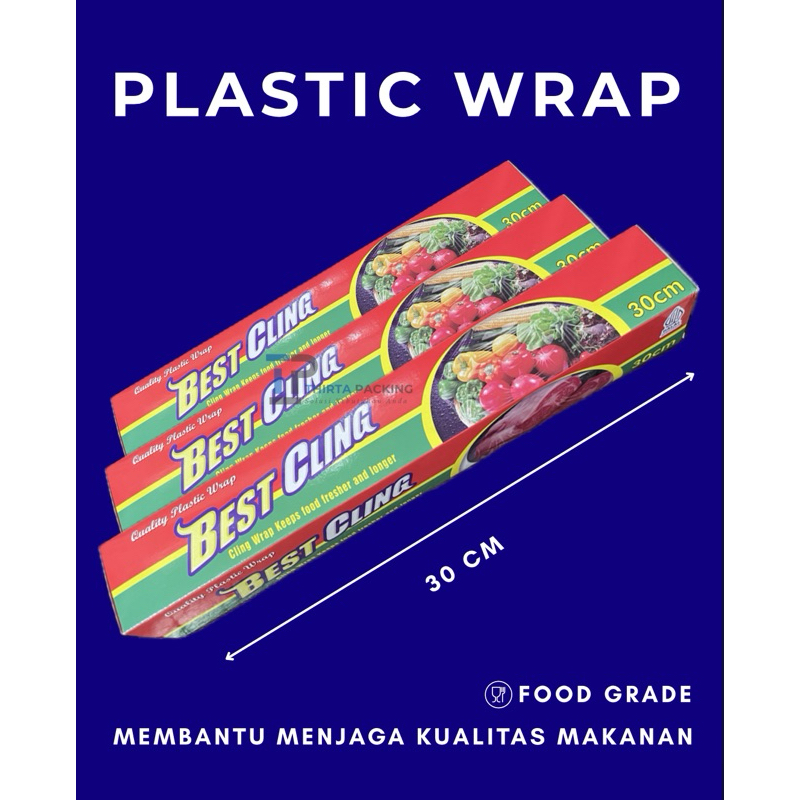 Jual PLASTIC WRAP CLING WRAP MEREK BEST CLING 30CM FOOD GRADE PLASTIK ...