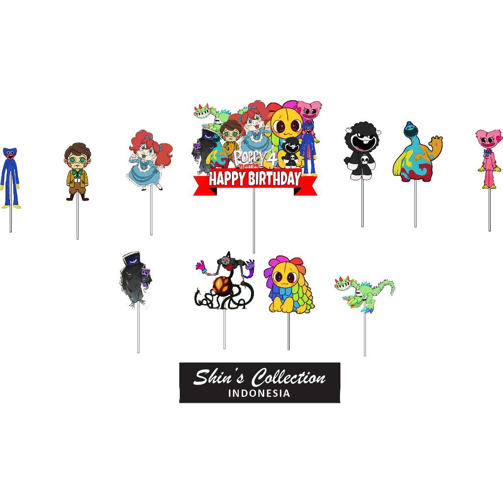 Jual Cake topper Poppy Playtime Cartoon set isi 10 pcs | Shopee Indonesia