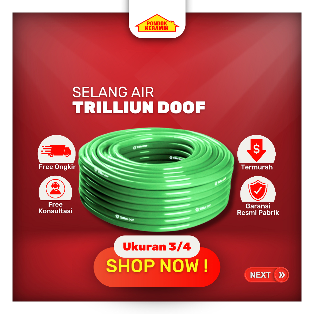 Jual Selang Air Trilliun Doff Hijau Ukuran 3/4" Inch | Shopee Indonesia