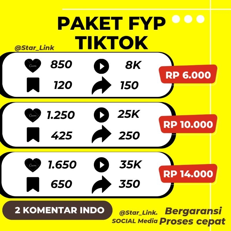 Jual Like Tiktok Fyp Paket Lengkap TT Like View Save Share Komen ...