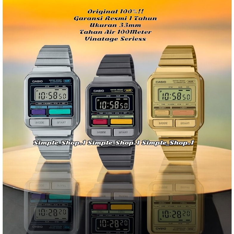 Jual Original 100%!! CASIO A120WE-1ADF A120WEG-9ADF A120WEGG-1BDF Jam ...