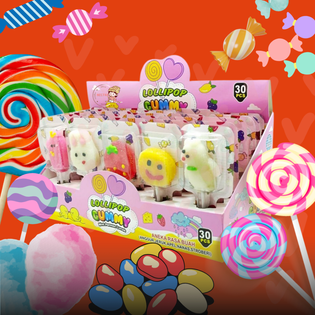 Jual Lollipop Gummy Permen Mint Lunak Karakter (1box/30pcs) | Shopee ...