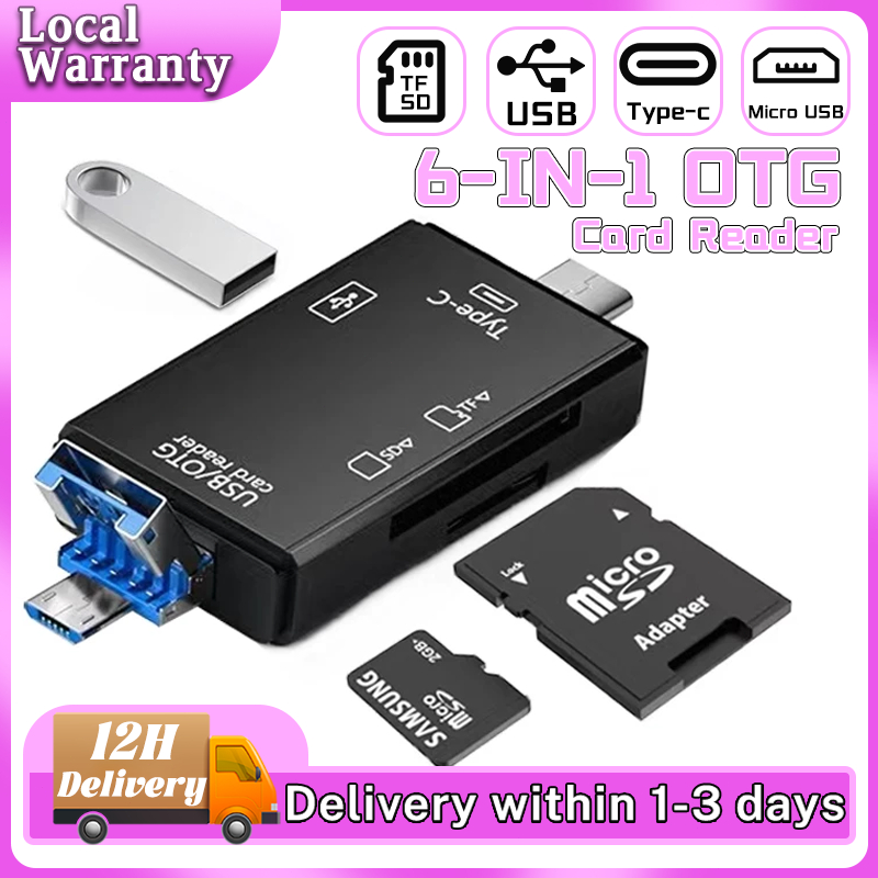 Jual OTG Card Reader 6 in 1 Support USB 3.1 Type C / USB 2.0 / SD Card ...