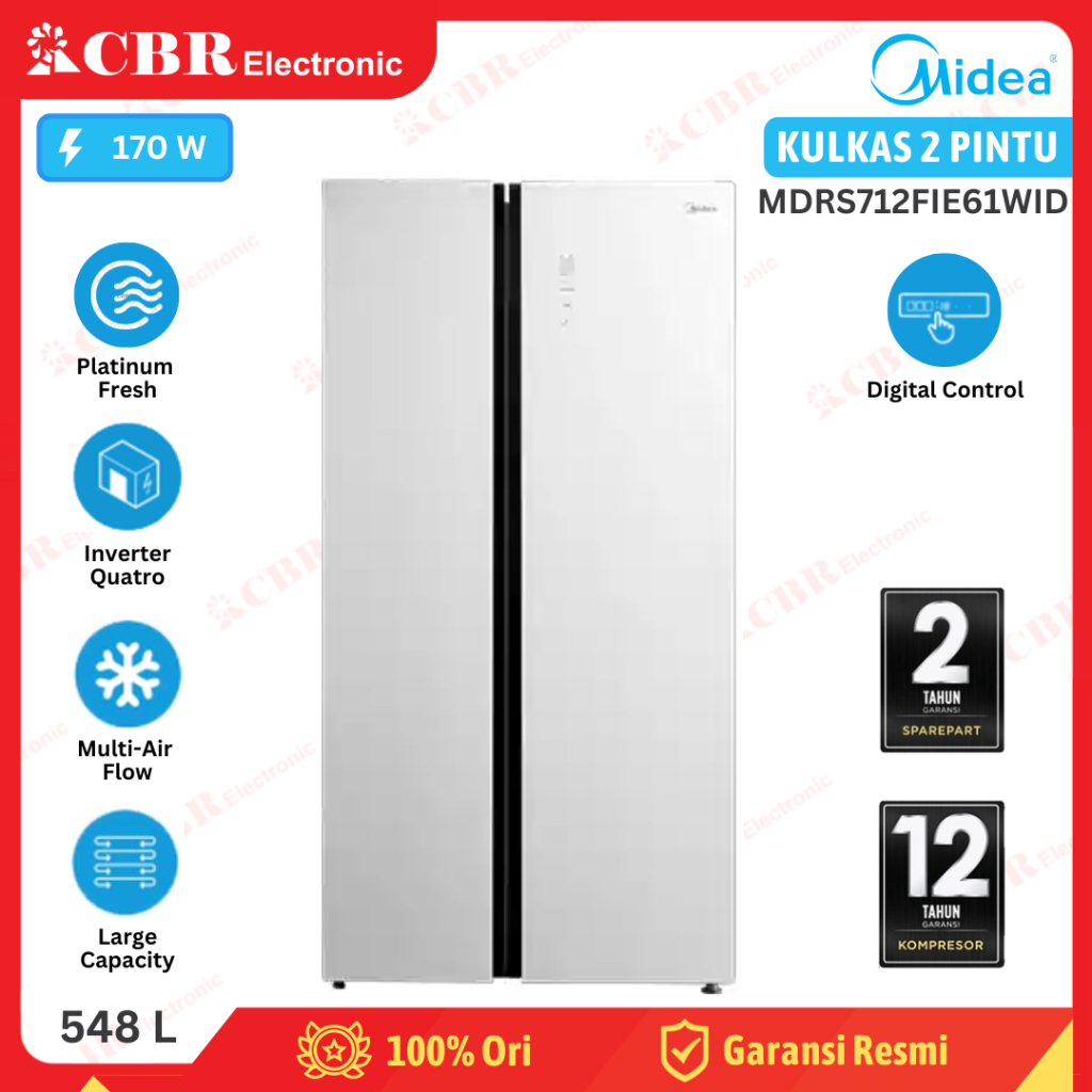 Jual Kulkas Midea Side By Side 2 Pintu MDRS712FIE61WID (548L / Inverter ...