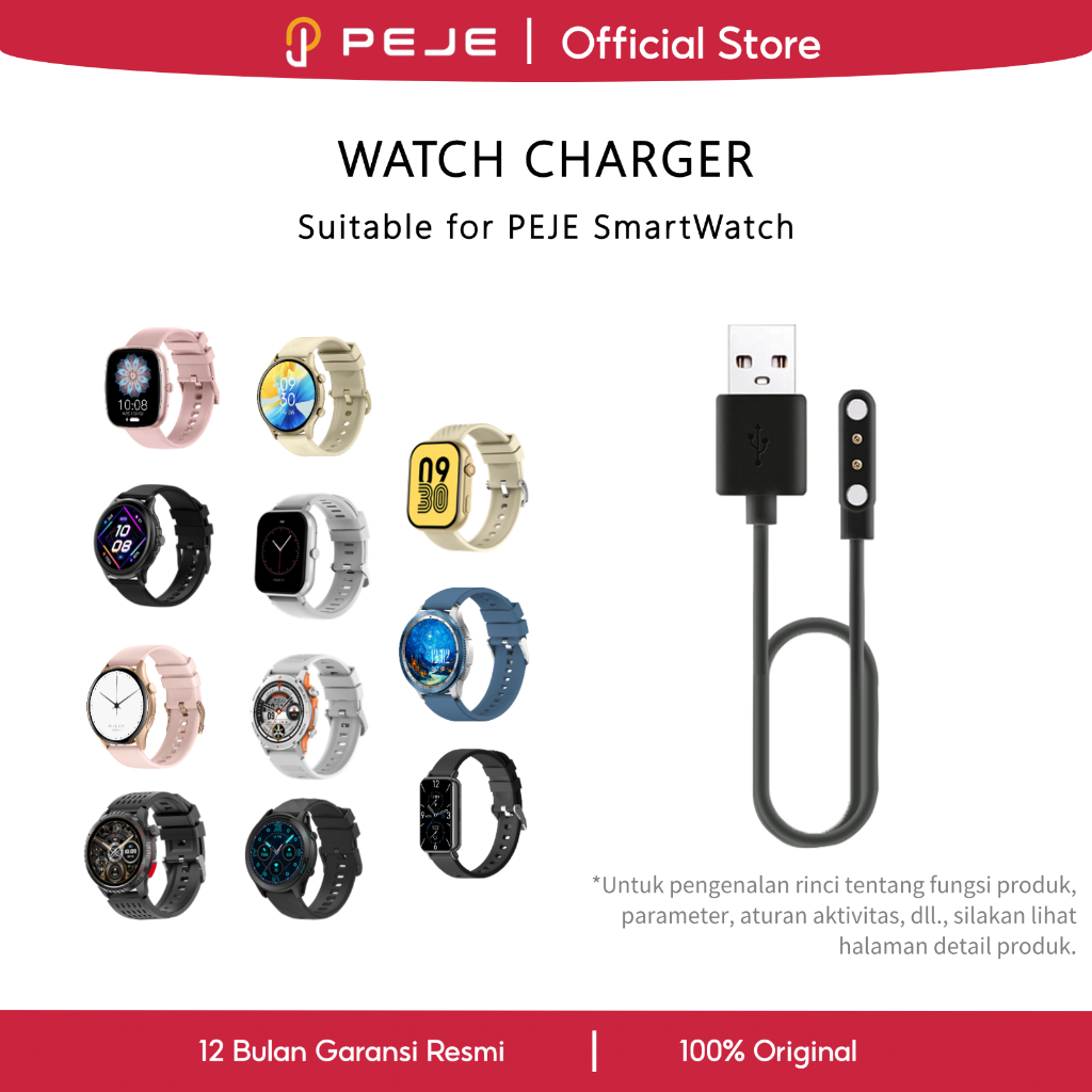 Jual PEJE Smartwatch Charger Wireless Magnetic For ZW13/ZW12/ZW10/ZW08 ...