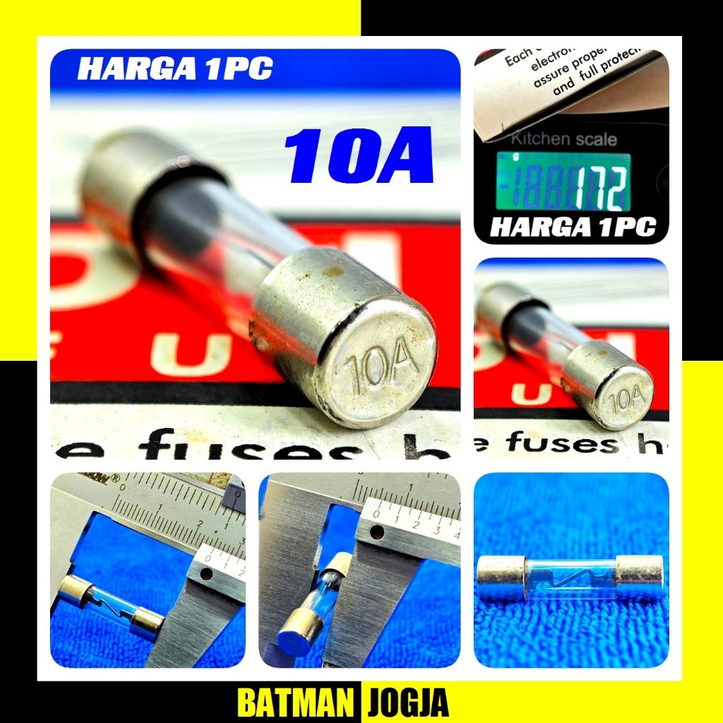 Jual SEKRING TABUNG 10A 2.5CM 25mm sikring fuse kaca tube fuse 10ampere ...
