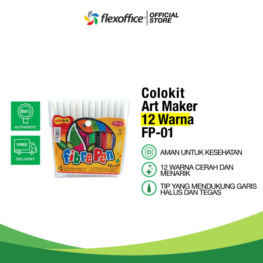 Jual FlexOffice Colokit Art Marker FP-01 12 Warna/Set spidol warna ...