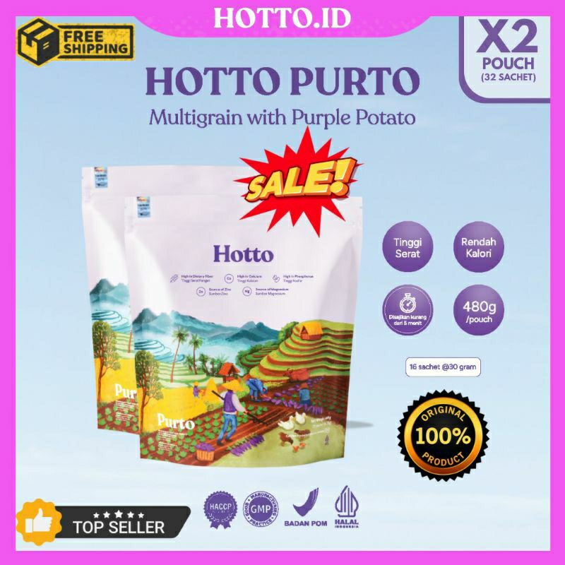 Jual Hotto Purto Oat 2 Pouch (isi 32 sachet) Multigrain | Shopee Indonesia