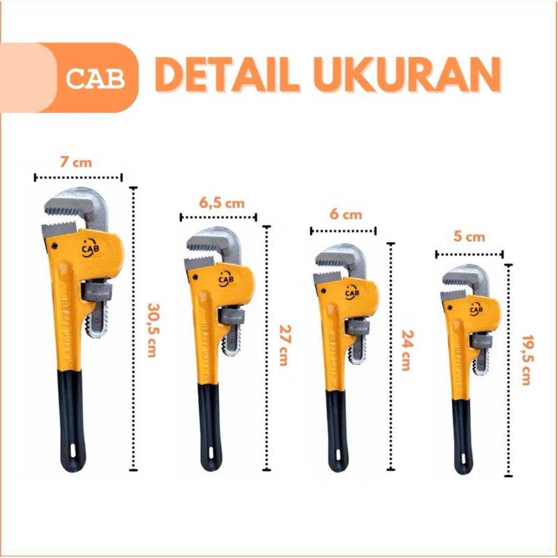 Jual Kunci pipa ledeng pipe wrench CAB | Kunci pipa air 10"-12"-14"-18 ...
