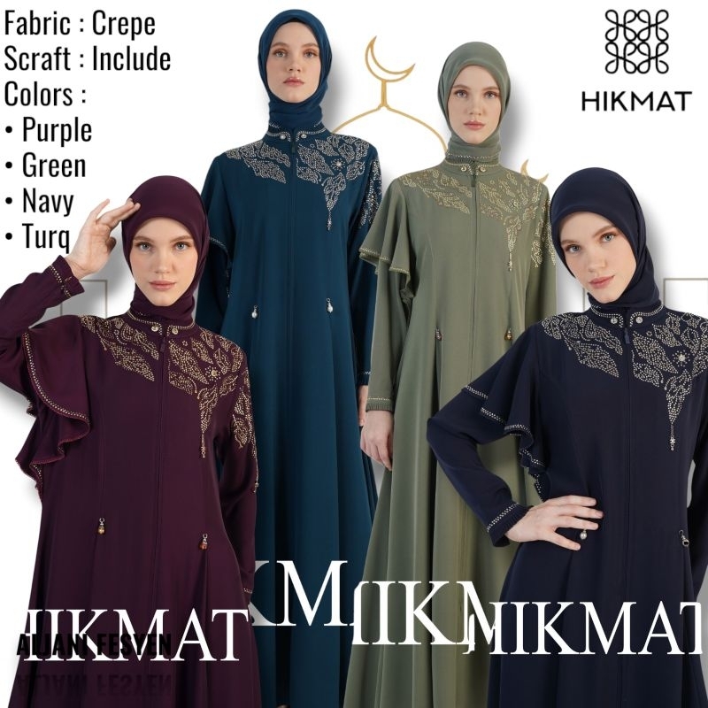 Jual A6617 - Abaya Hikmat Fashion Original set Hijab | Shopee Indonesia
