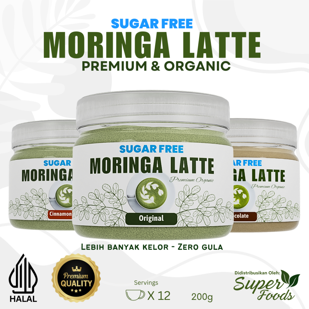 Jual Moringa Latte Sugar Free SuperFoods (kelor) (Premium) (Organik ...