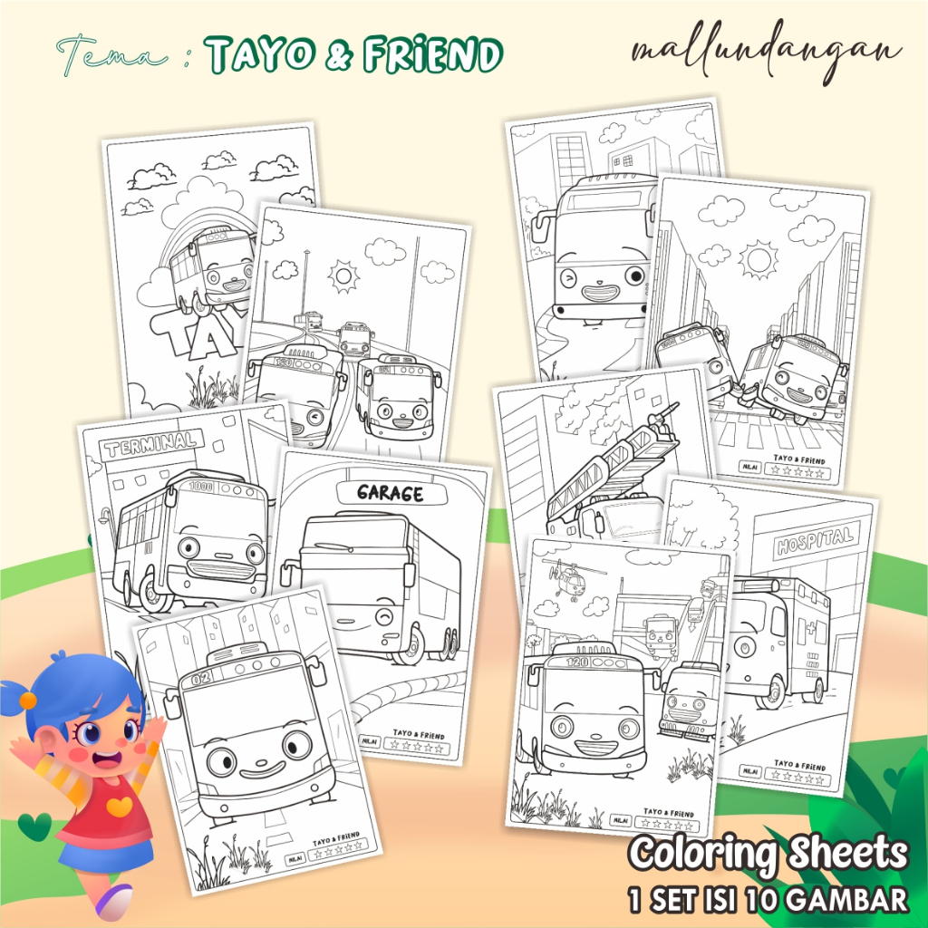 Jual PAPER COLORING SHEETS FOR KIDS SERI 1 - LEMBARAN KERTAS MEWARNAI ANAK 1 SET TEMA ISI 10 ...