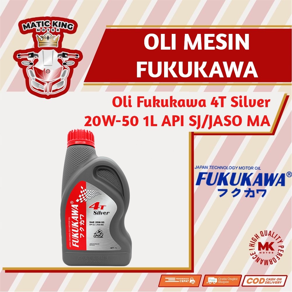 Jual Fukukawa Oli Mesin 4T Silver 20W-50 API SJ/JASO MA 1L | Shopee Indonesia