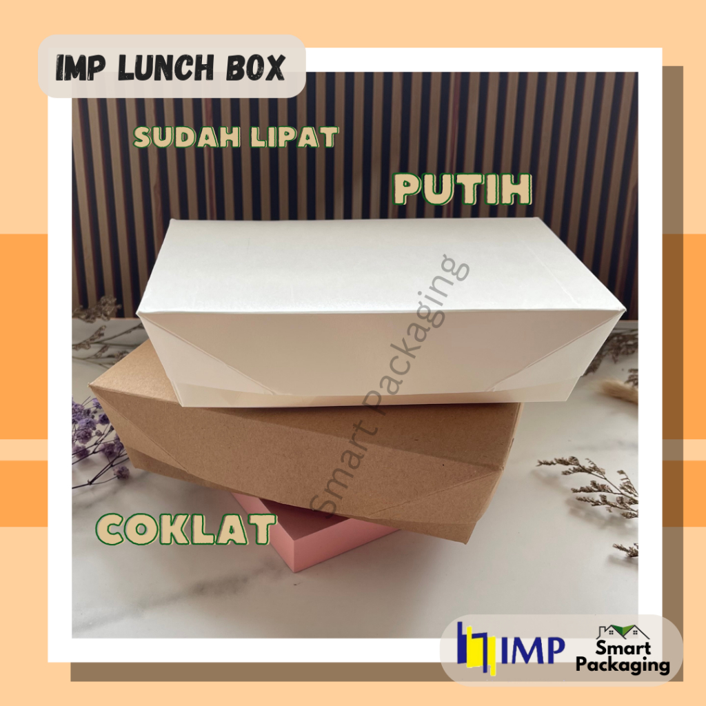 Jual [ISI 50 PCS] IMP Paper Food Lunch Box Medium Polos / Paper Lunch ...