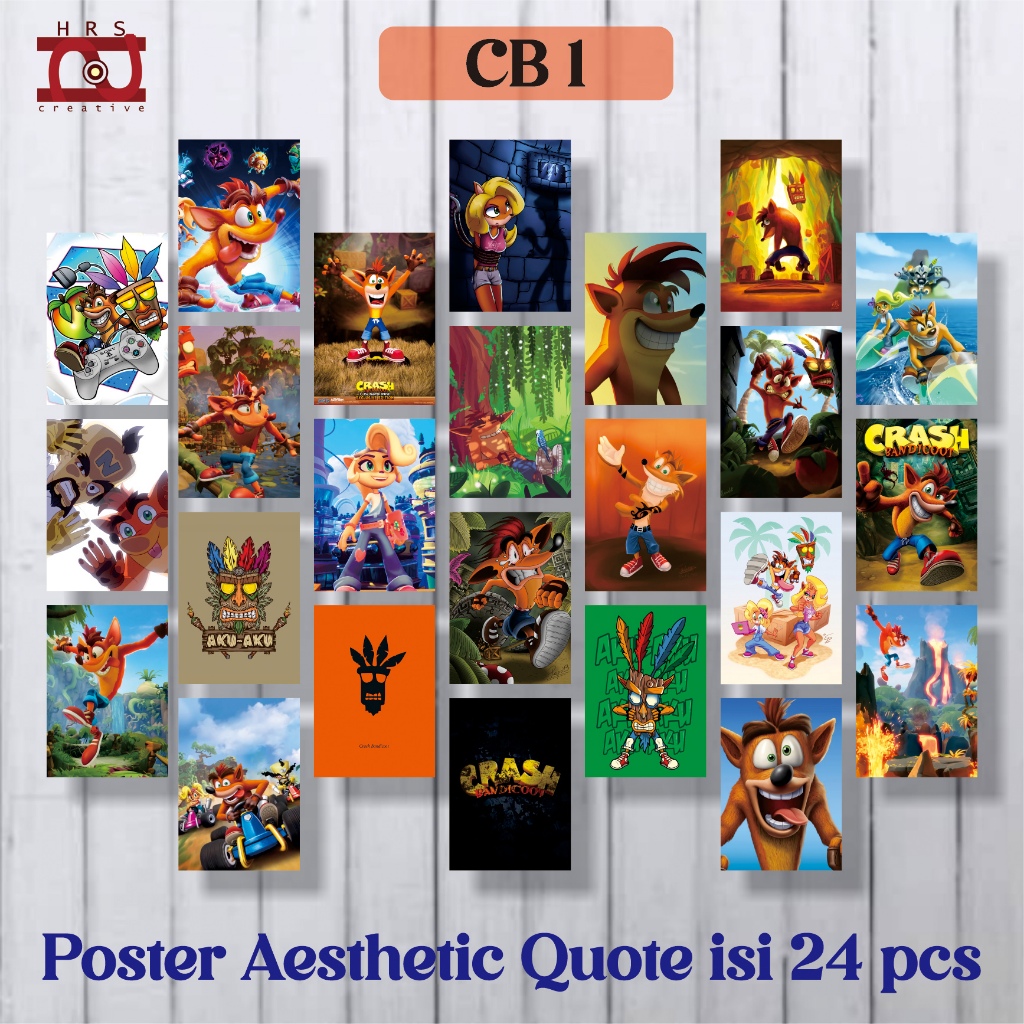 Jual Poster Game Crash Bandicoot Ukuran A5 paket Bundle 24 lembar ...
