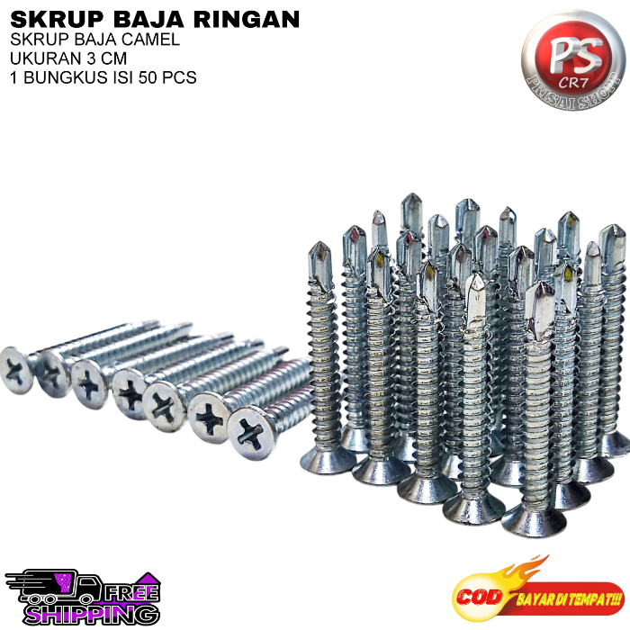 Jual Skrup Baja Ringan Ukuran 3CM 1Bungkus isi 50PCS Baut Skrup Baja ...