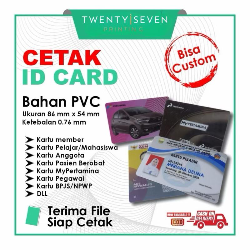 Jual CETAK ID CARD PVC BISA SATUAN SEHARI BERES / KARTU MEMBER KARTU PASIEN KARTU PELAJAR MY ...