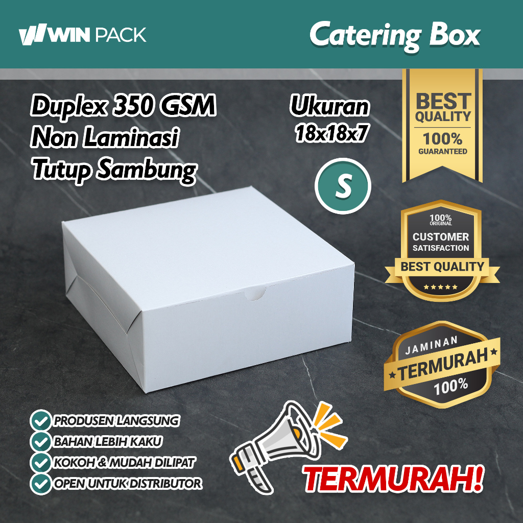 Jual (20 Pcs) Box Nasi | Box Kotak Catering Ukuran 20x20 | 18x18 | Duplex 350 GSM Premium Putih ...