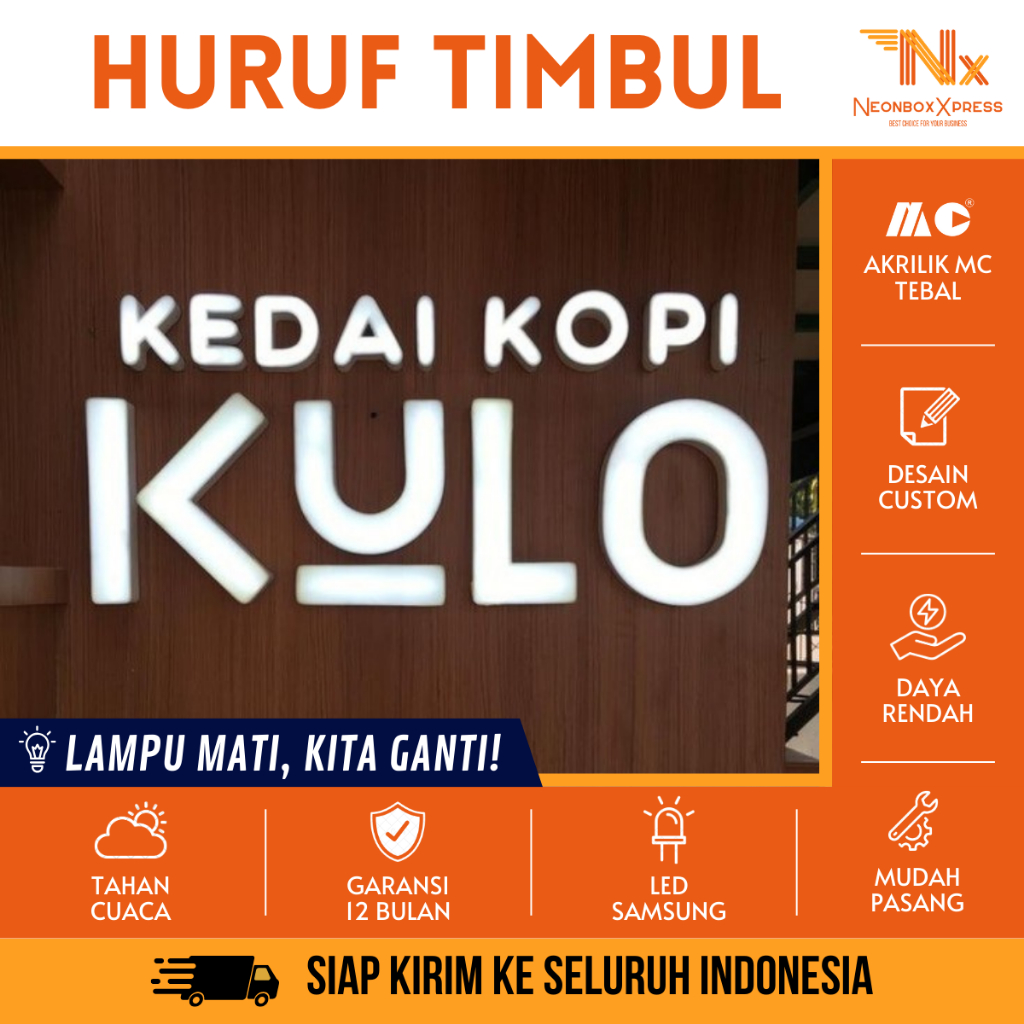 Jual Huruf Timbul LED Akrilik Huruf Menyala Waterproof Untuk Indoor ...