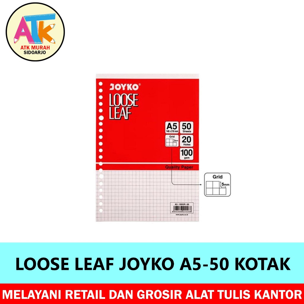 Jual ISI BINDER - LOOSE LEAF JOYKO A5-50 KOTAK | Shopee Indonesia