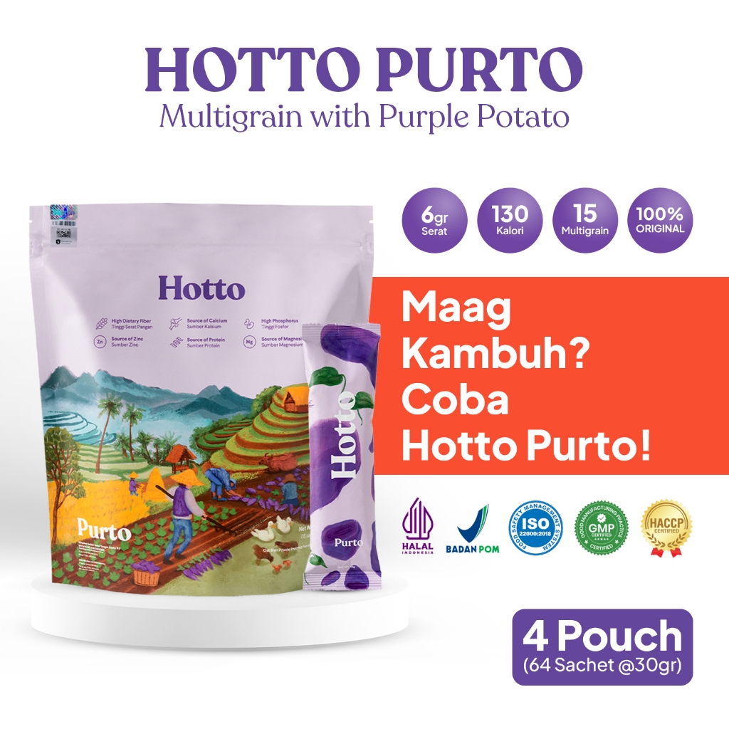Jual HOTTO PURTO MULTIGRAIN - 4 Pouch (64 Sachet) | Maag Kambuh? Coba ...