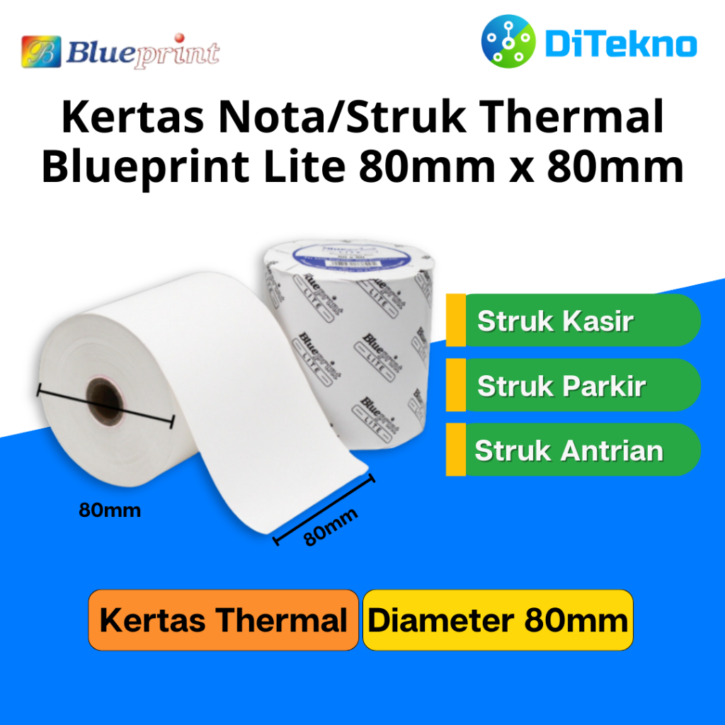 Jual Blueprint Lite Nota Thermal 80x80 Kertas Kasir Rol Struk | Shopee ...