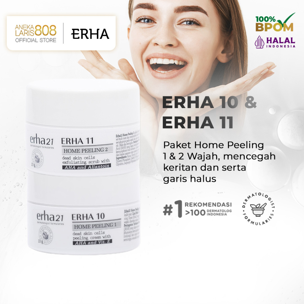 Jual ERHA 10 & ERHA 11 - Paket Home Krim Peeling Wajah 1 & 2 AHA Vitamin E Allantoin | Shopee ...