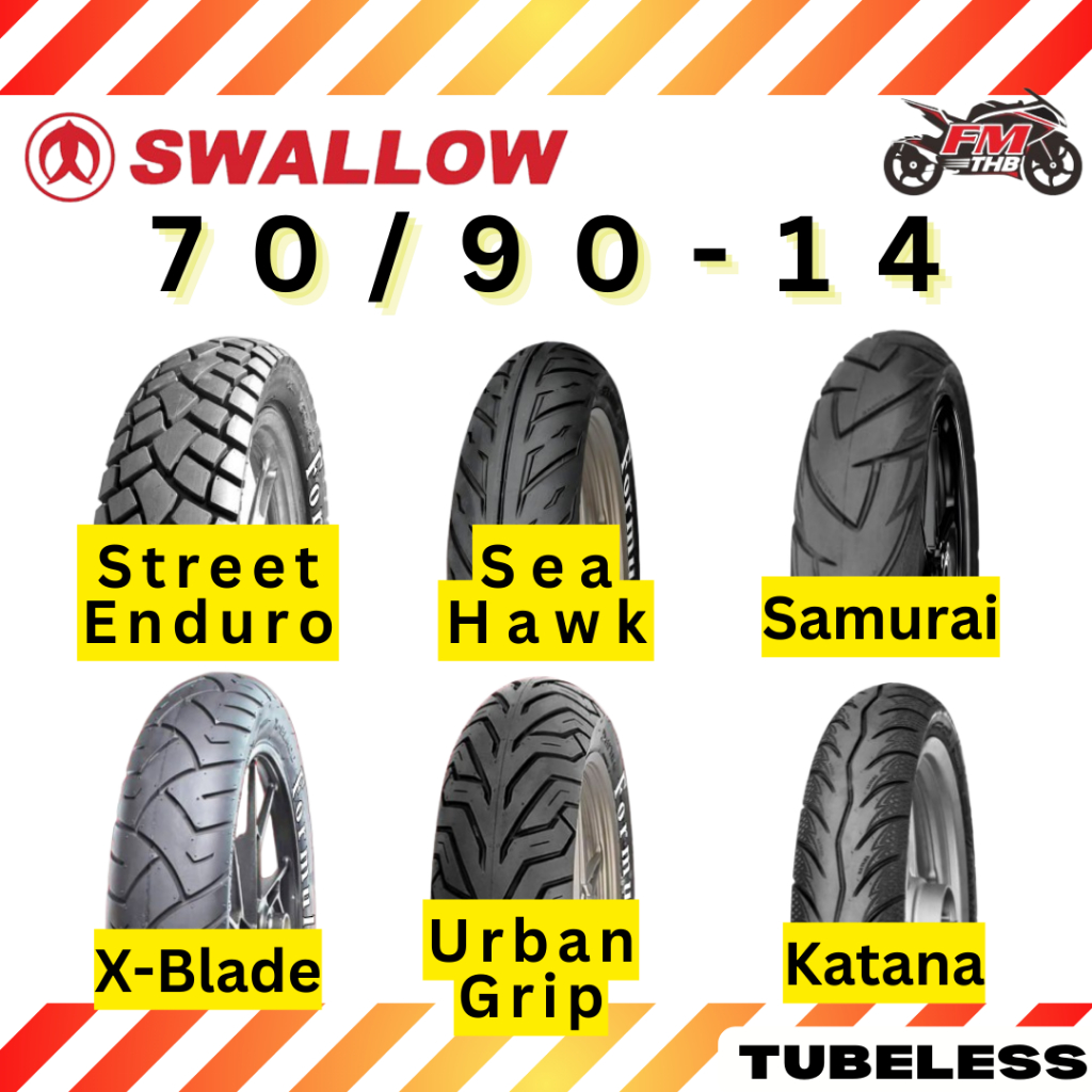 Jual Ban Swallow 70/90-14 Tubeless - Ban Motor Ring 14 Tubles (Pilih ...