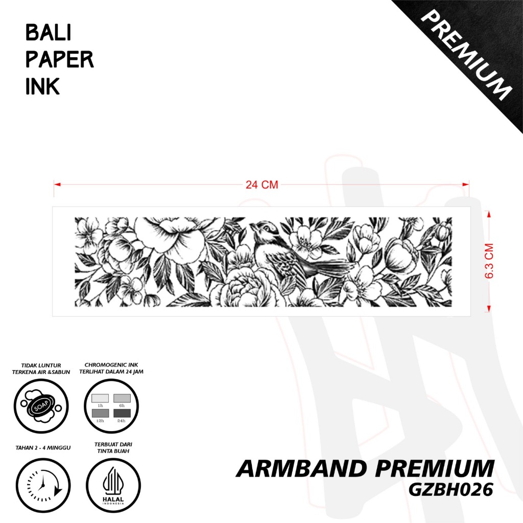 Jual Bali Paper Ink GZBH026 Armband Fruit Ink Tatto Temporary Premium ...