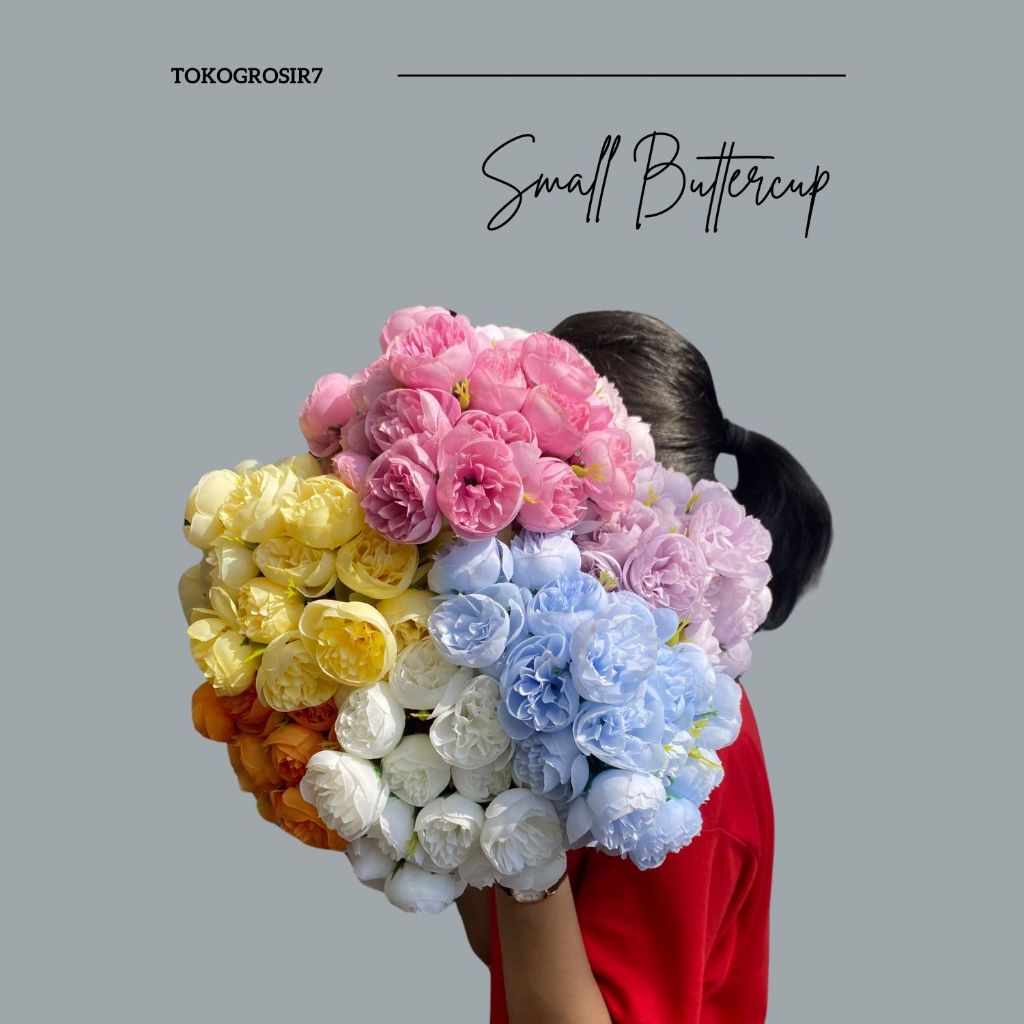 Jual SMALL BUTTERCUP FLOWERS ARTICIAL FAKE ROSE WEDDING TABLE ...