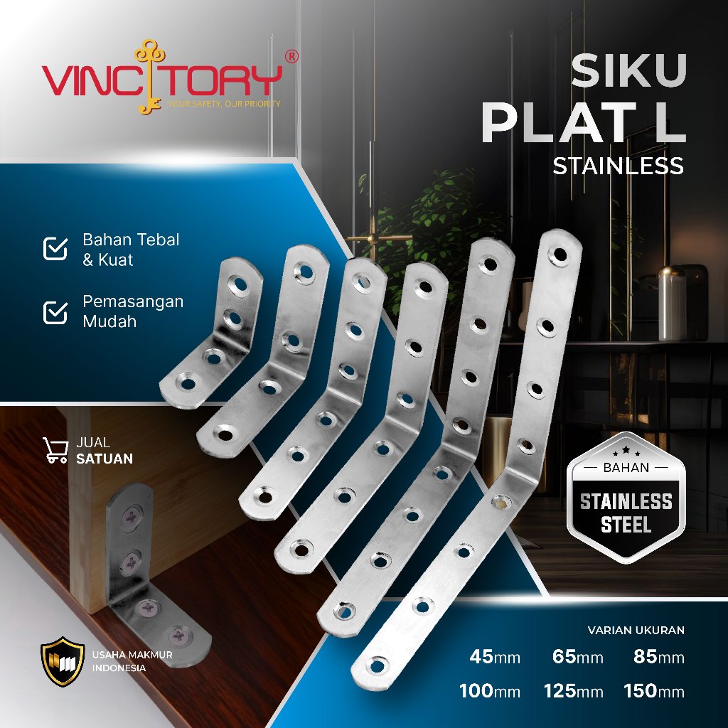 Jual Vincitory Plat Siku L besi Stainless Siku Verseng Tebal 2mm Ukuran ...