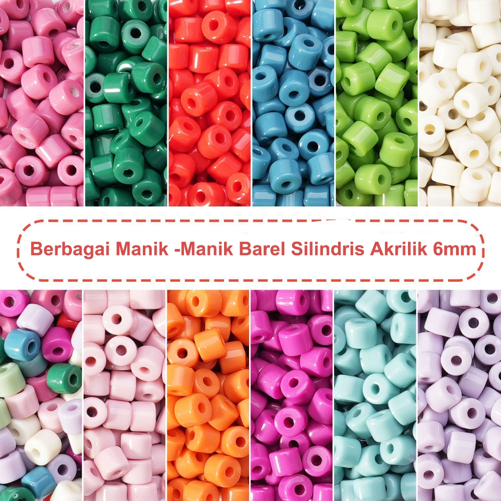 Jual （50pcs）Akrilik Berwarna -Warni Manik -Manik Silinder Kecil Macaron ...