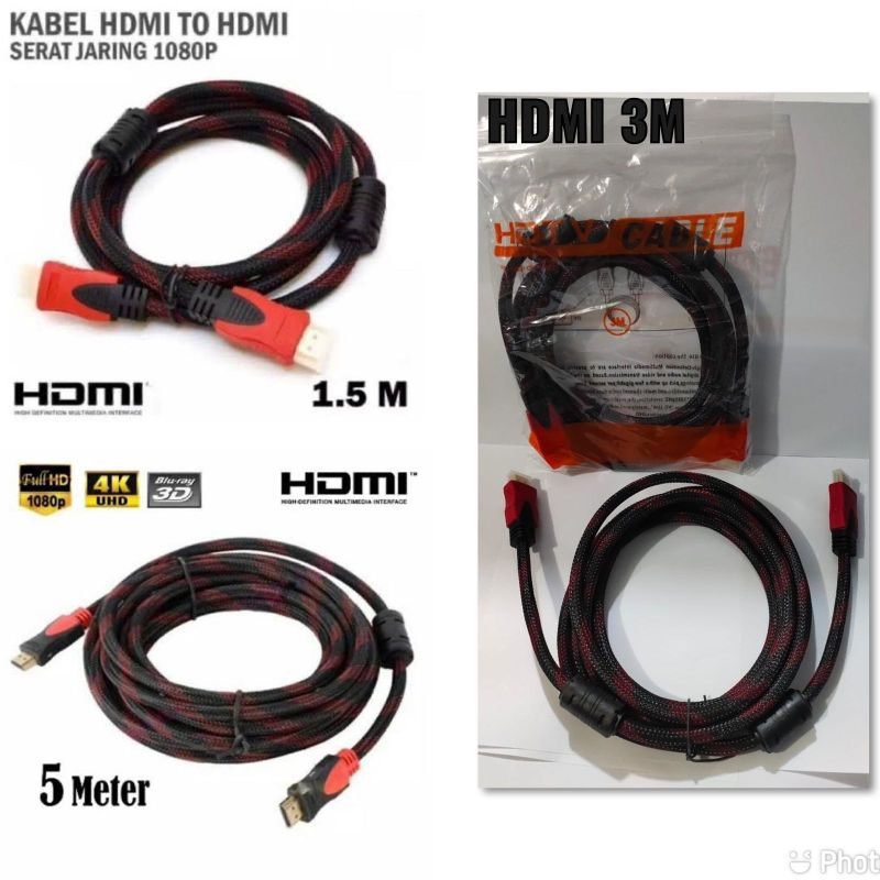 Jual KABEL 4K HDMI TV TELEVISION 1.5METER BIASA / 1.5M JARING / 3M ...
